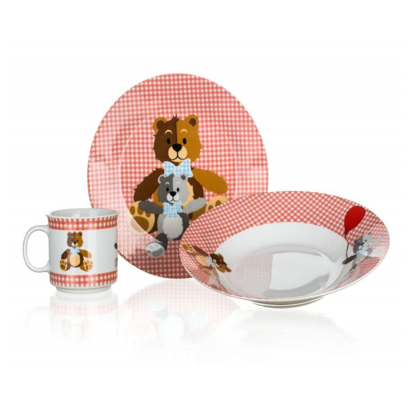 Étkészlet gyerek macis 3 db-os kerámia - műanyag, háztartás ...